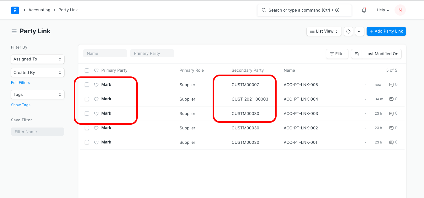 Party Link - Able to link multiple customers with a supplier · Issue ...