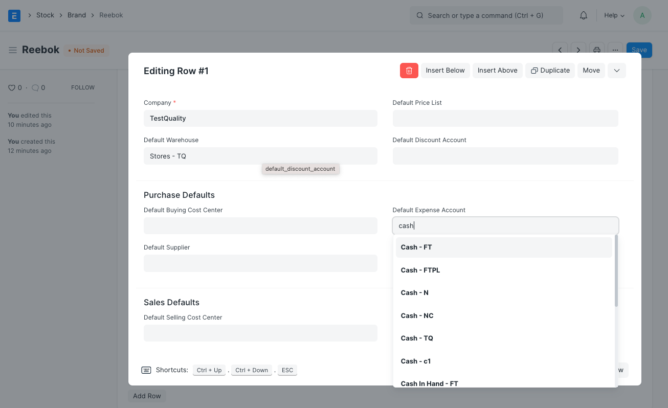 Brand Brand Defaults Not Filtering Data As Per Company Selected · Issue 32559 · Frappe 