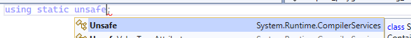 `unsafe` keyword is not recommended in using directives · Issue #67984 · dotnet/roslyn · GitHub
