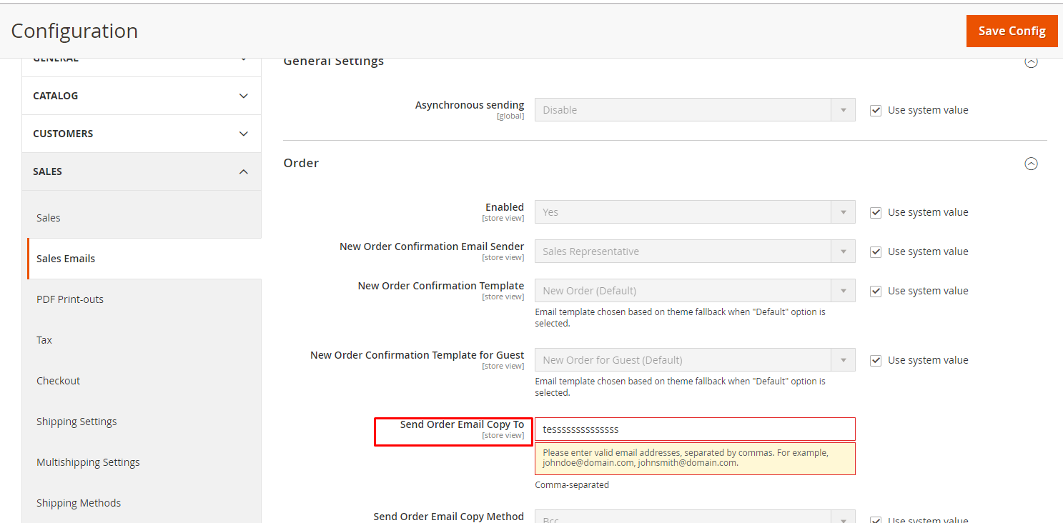 No validation Email in Store->Configurations->Sales->Sales Emails · Issue #24137 · magento ...