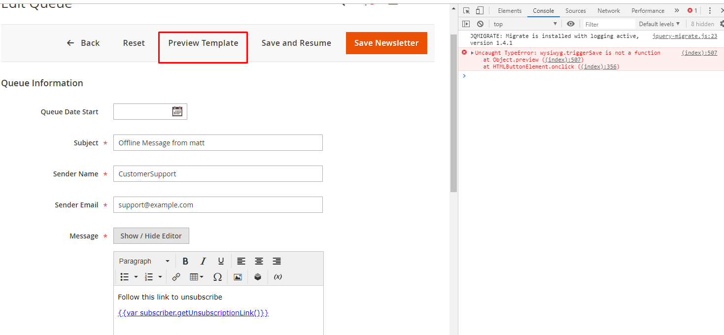 Can not preview template when edit queue · Issue #25570 · magento/magento2 · GitHub