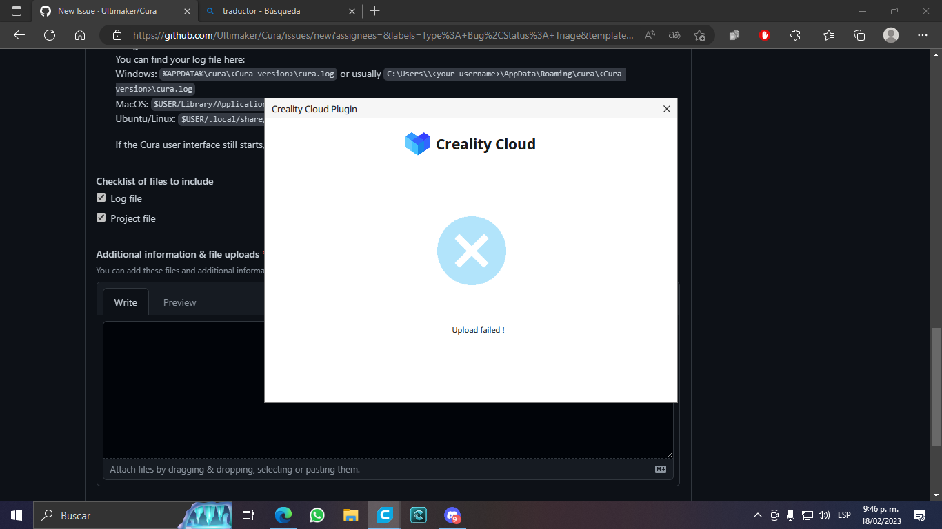Failed uploading with creality cloud · Issue #14608 · Ultimaker/Cura · GitHub