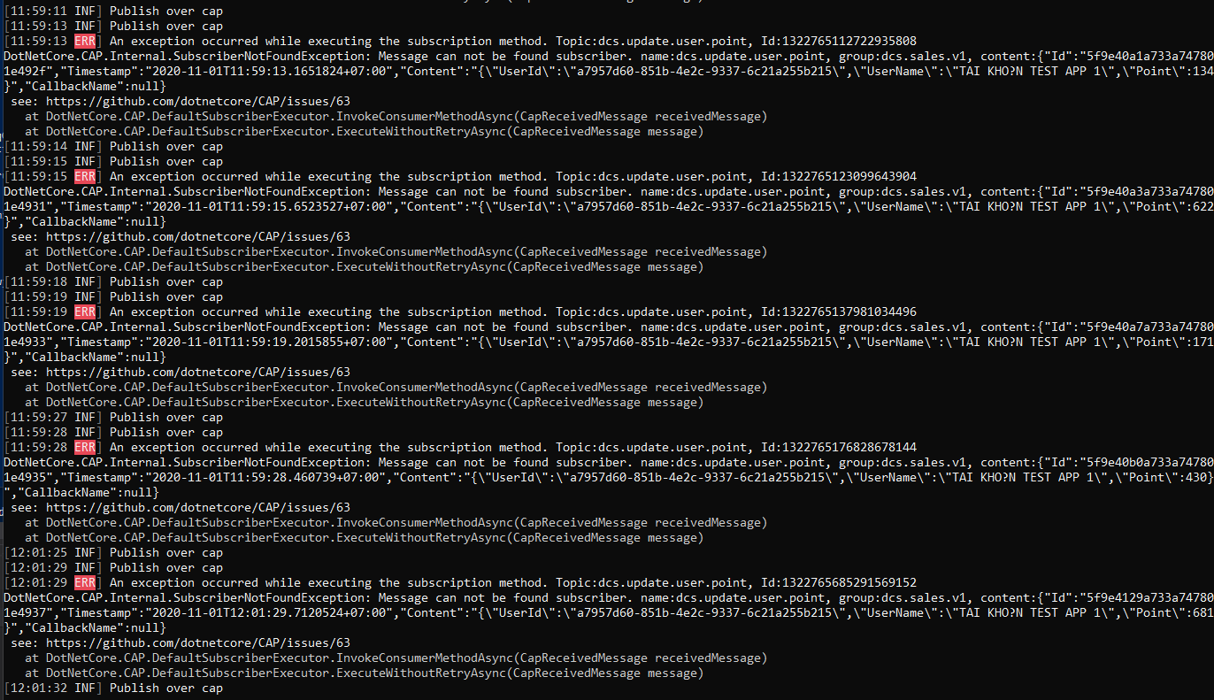 Message Can Not Be Found Subscriber Sequentially Error Occurs · Issue 705 · Dotnetcorecap