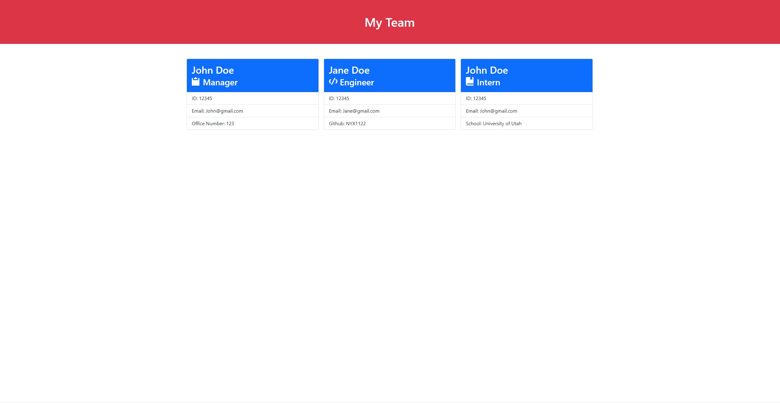 GitHub - NYX1122/team-profile-generator: A web application that assists managers in organizing ...