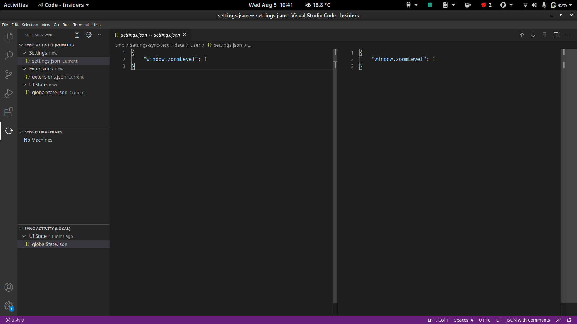 Wrong diffs for globalState.json and extensions.json · Issue #103995 · microsoft/vscode · GitHub