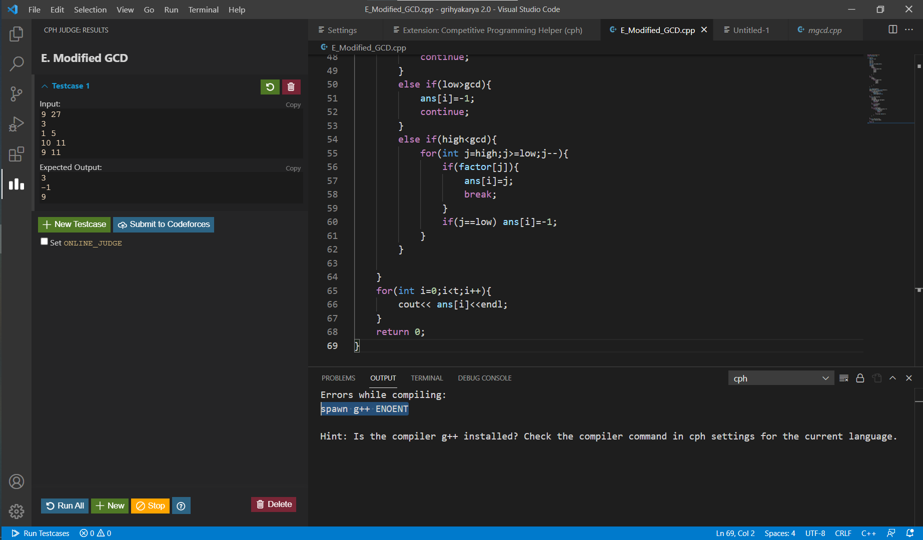 spawn g++ ENOENT · Issue #190 · agrawal-d/cph · GitHub