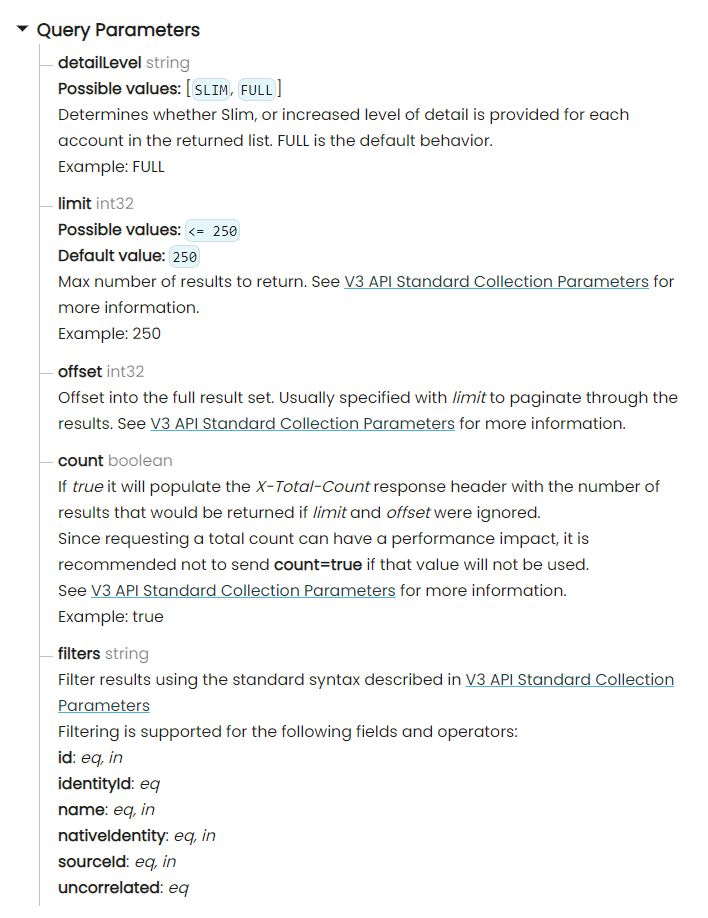 [Bug] Missing parameter "sorters" for account list · Issue #201 · sailpoint-oss/developer ...