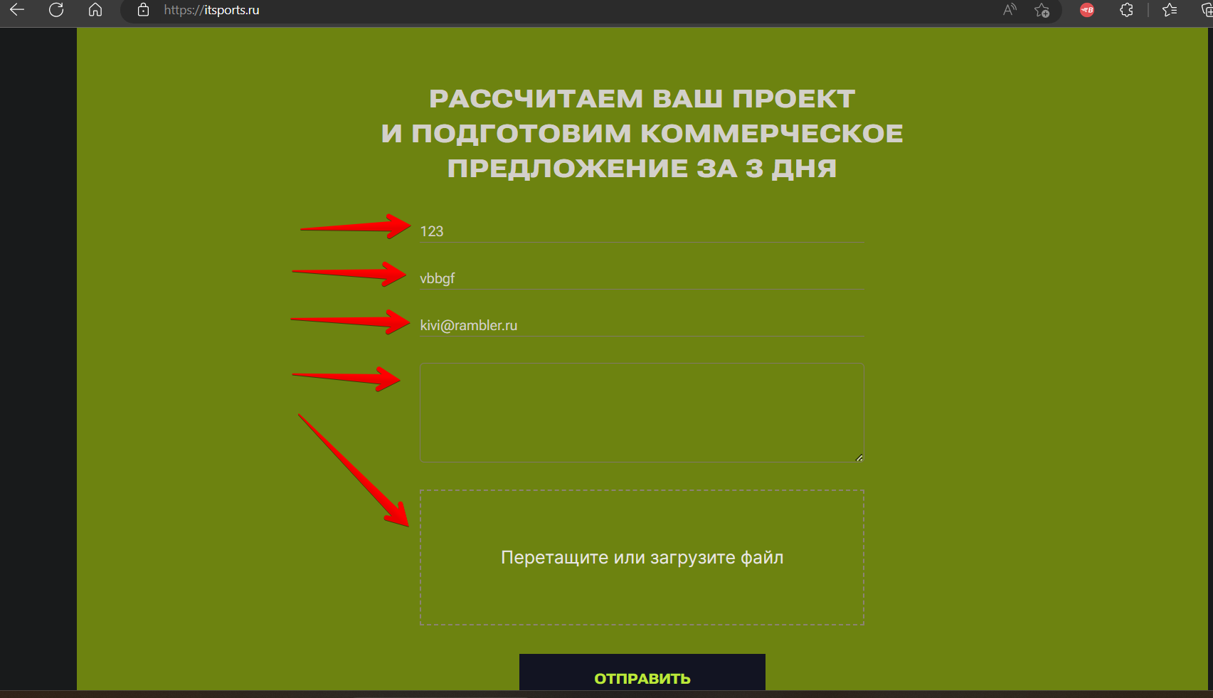 "Возможна отправка формы с некорректными данными" · Issue #1 · ivan3035789/ITSSport · GitHub