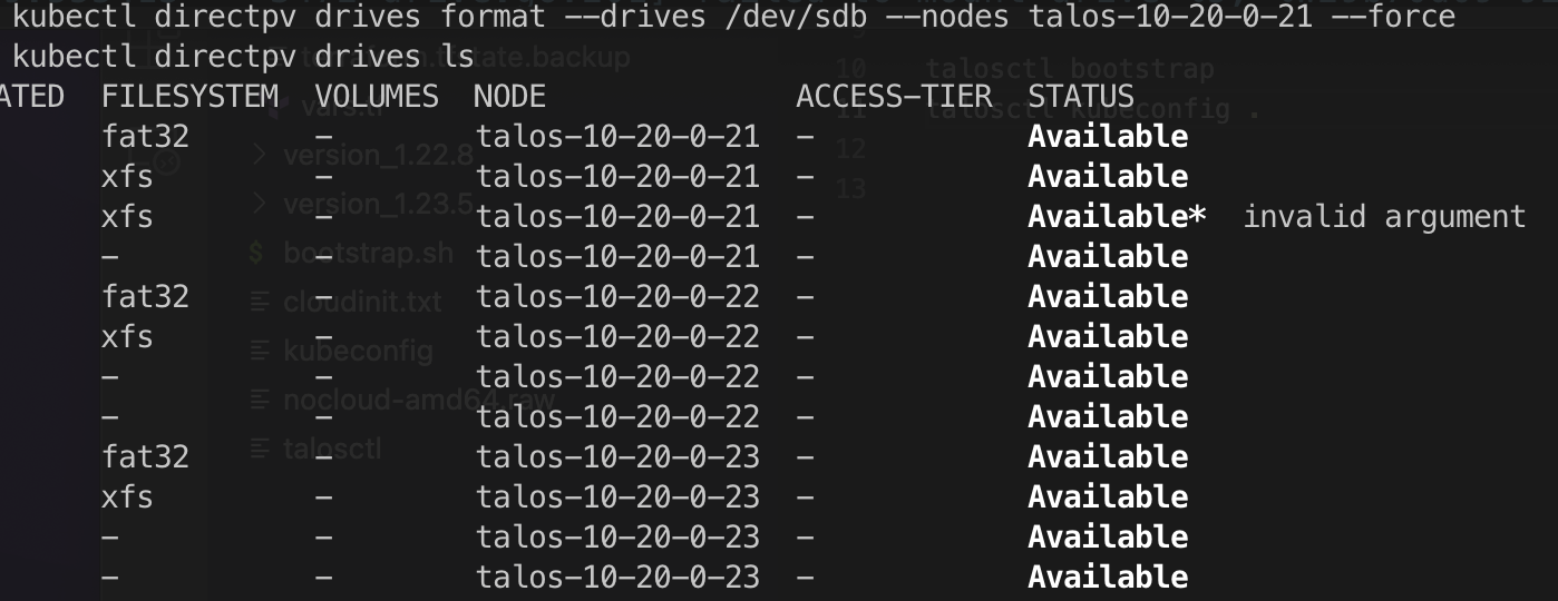 [Question] Invalid Argument when using format command · Issue #573 · minio/directpv · GitHub