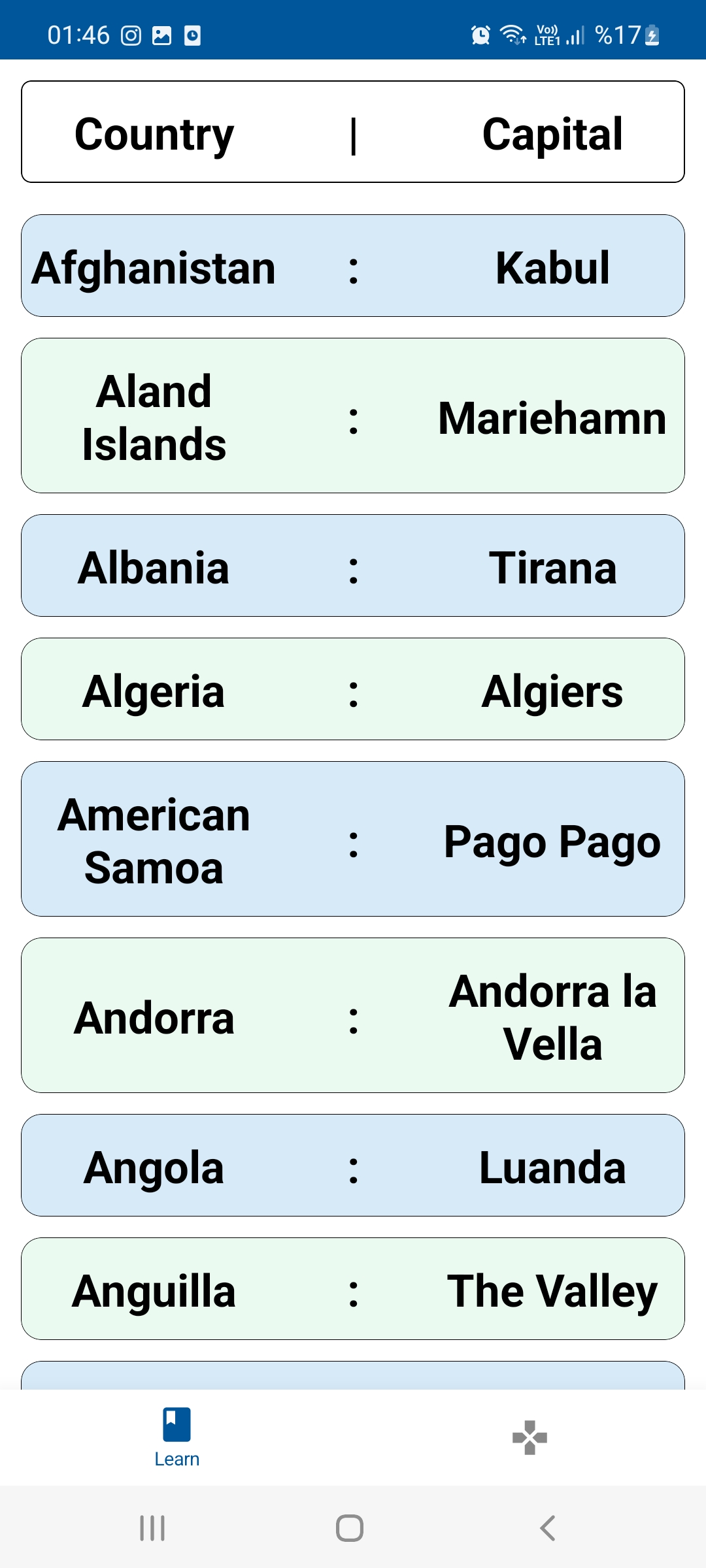 GitHub - Ahtar1/GeoLearnApp: An android application developed for learning the capitals of countries