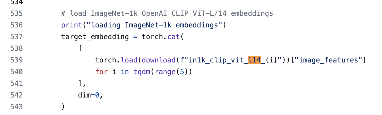 In image-based filtering, only imagenet L14 is supported, making extracting B32 embeddings ...