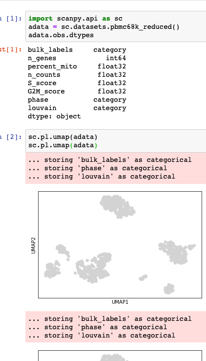 Warning about setting `obs` to categorical when that's already been ...