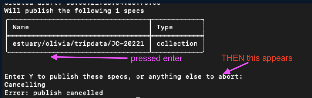 flowctl catalog publish: message comes after action · Issue #912 · estuary/flow · GitHub