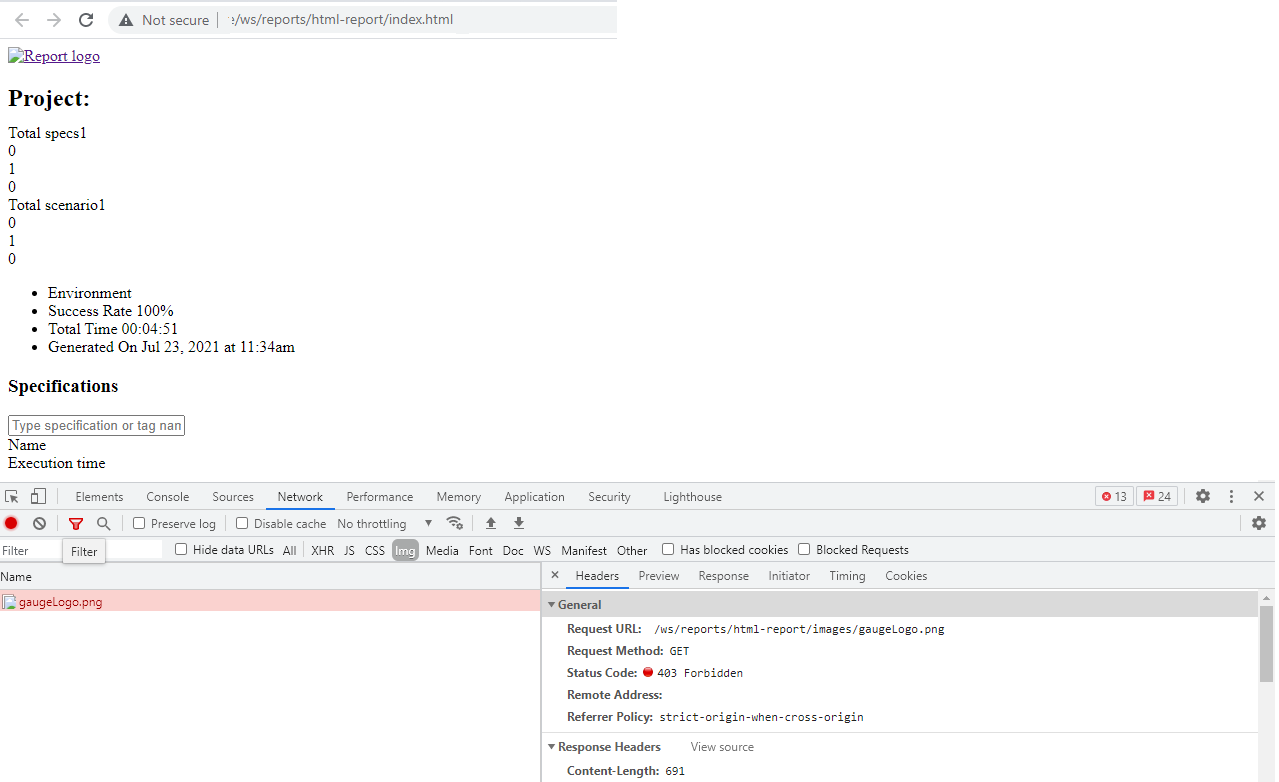images/screenshots and static contents in the Gauge HTML Report is broken · Issue #2056 ...