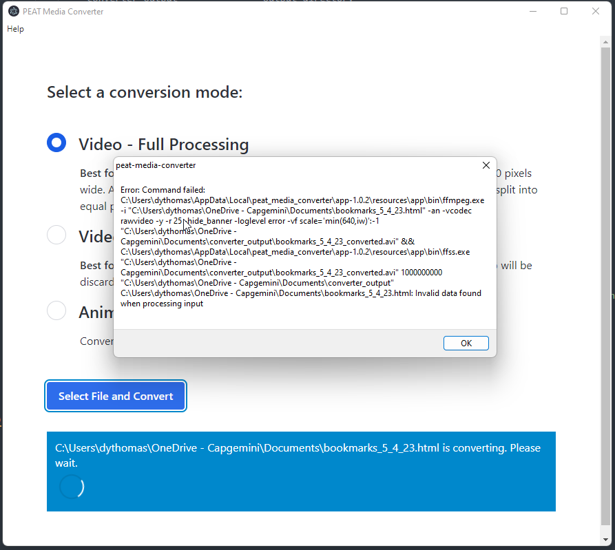 Conversion fails if there is a space in the file path of the program · Issue #5 · dylanhthomas ...