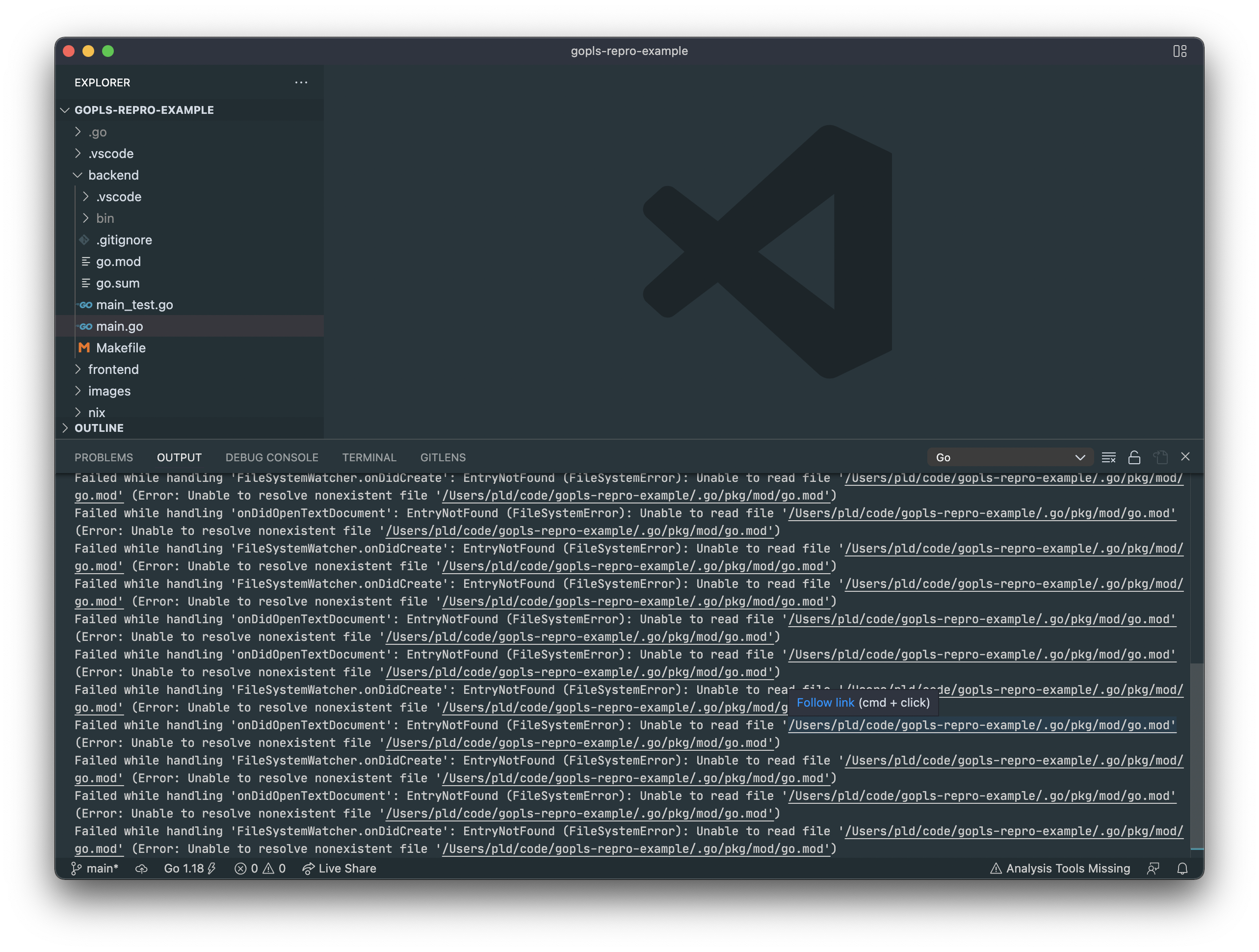Unable To Read Go mod When GOPATH Is Set To A Folder Inside The