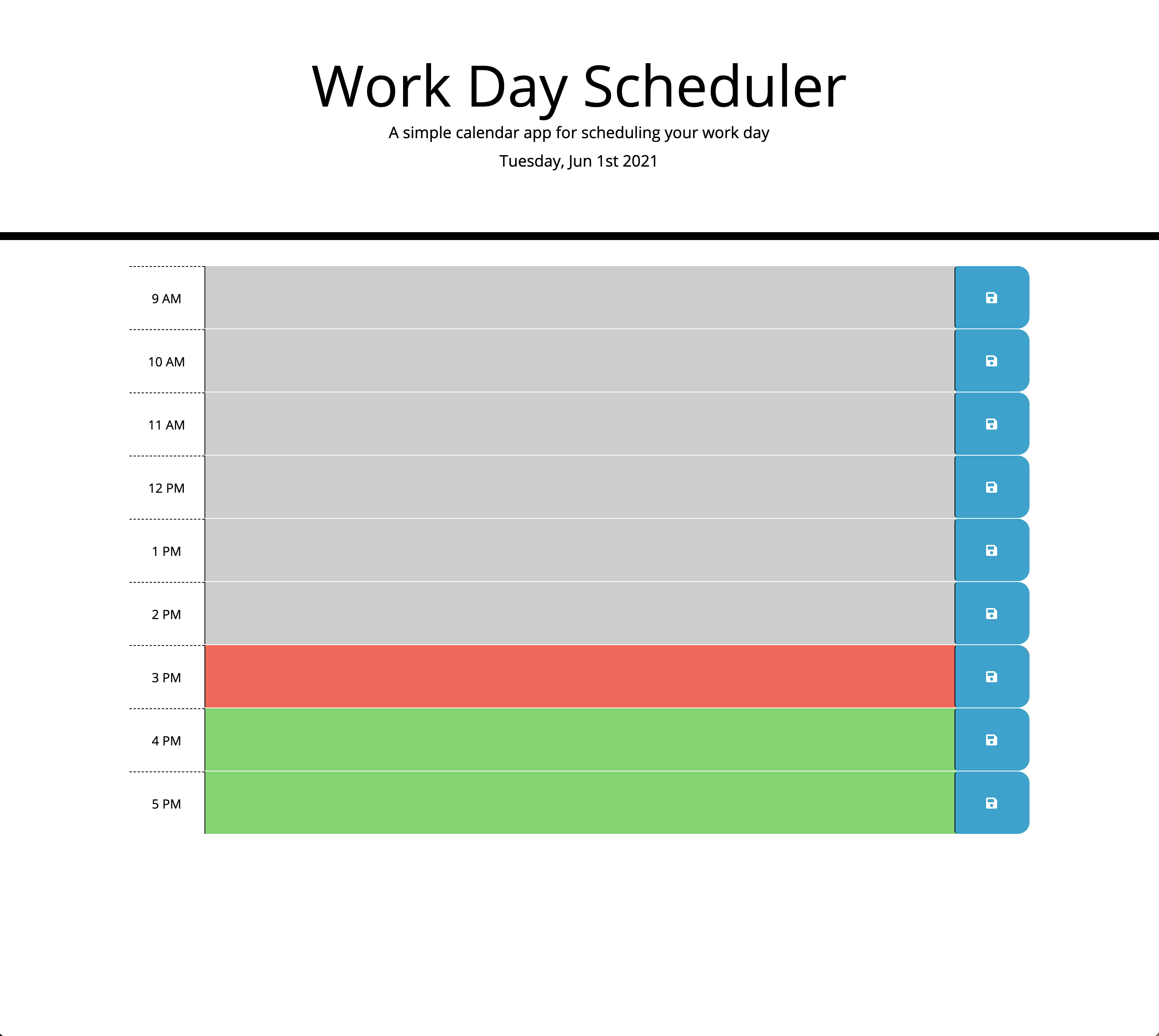 GitHub - tloyzelle/WorkDay_Scheduler: A Scheduler for your workday that saves every input into ...