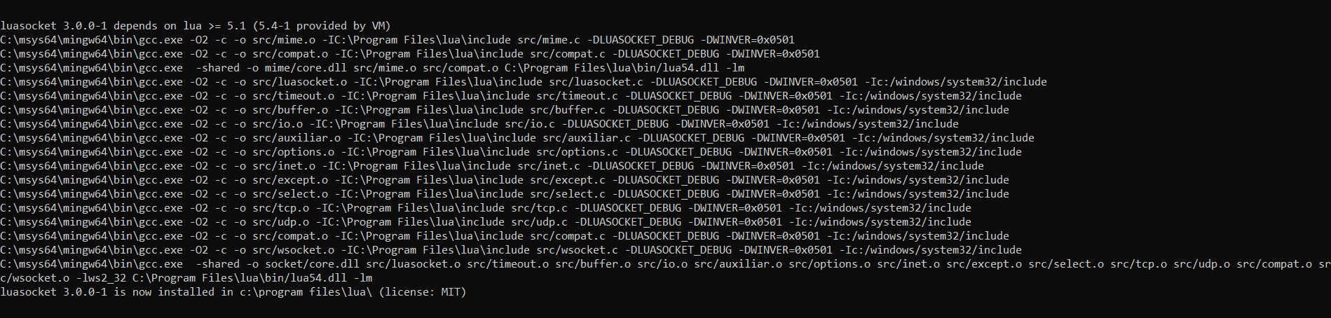 Compile error using MinGW-GCC in win10 · Issue #321 · lunarmodules/luasocket · GitHub