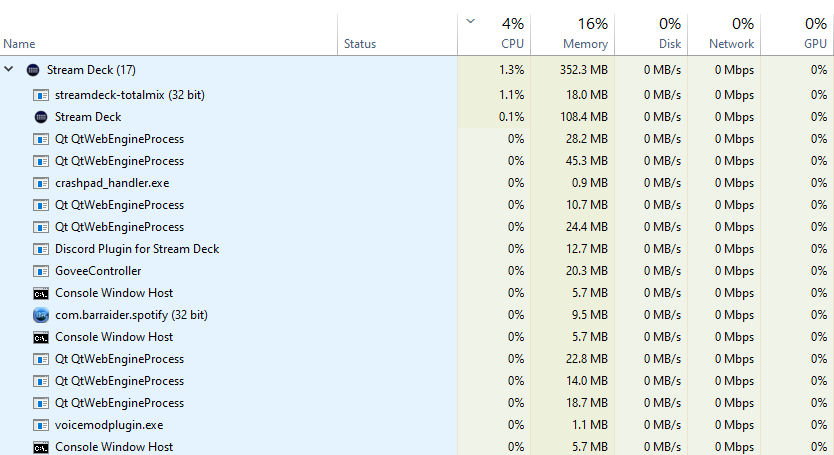 Constant CPU Usage · Issue #36 · shells-dw/streamdeck-totalmix · GitHub