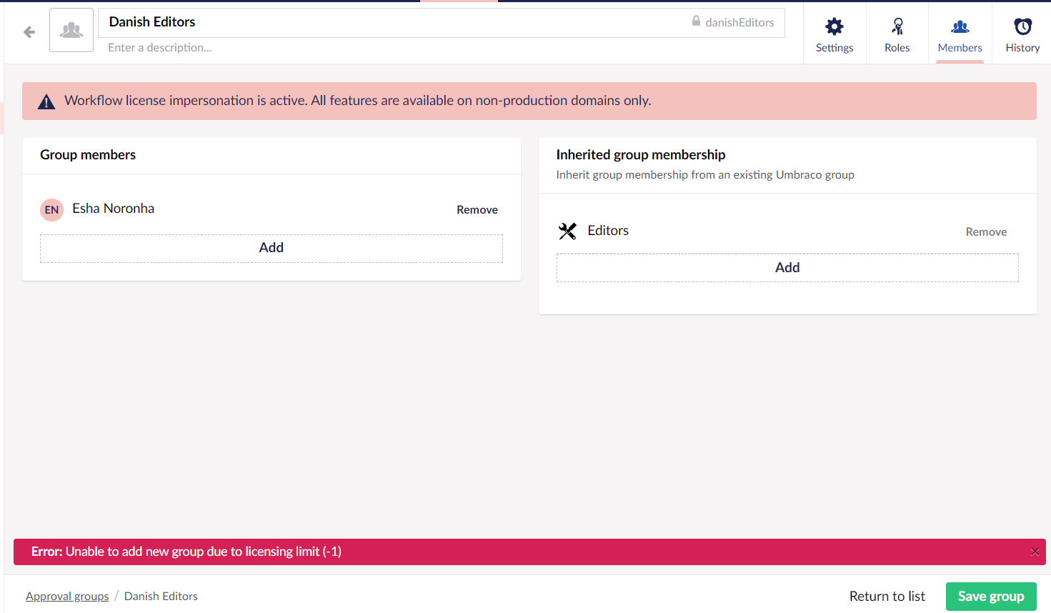 When Using A Test License Doesnt Allow To Add An Approval Group · Issue 2 · Umbracoumbraco