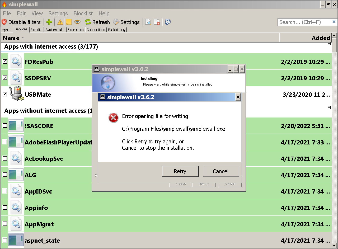 simplewall won't allow me to install update 3.6.2 · Issue #1223 · henrypp/simplewall · GitHub