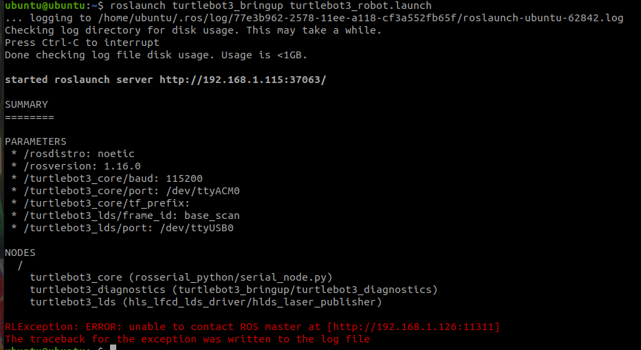 Unable to communicate with ROS master: Turtlebot3 physical robot(rpi3 ...