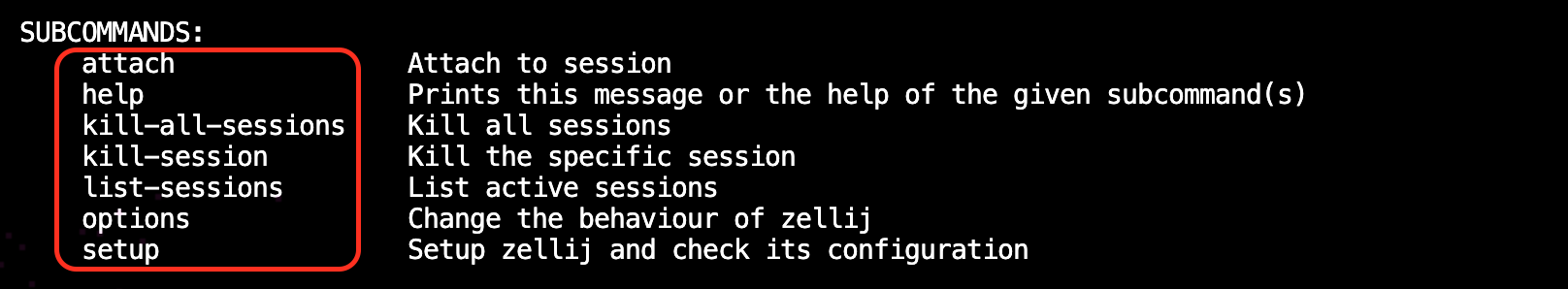 Feature Request Show Abbr Of Subcommands In The Help Doc · Issue 918 · Zellij Orgzellij