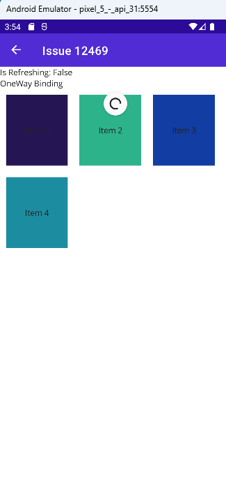 RefreshView.IsRefreshing doesn't work with OneWay bindings · Issue #12469 · dotnet/maui · GitHub