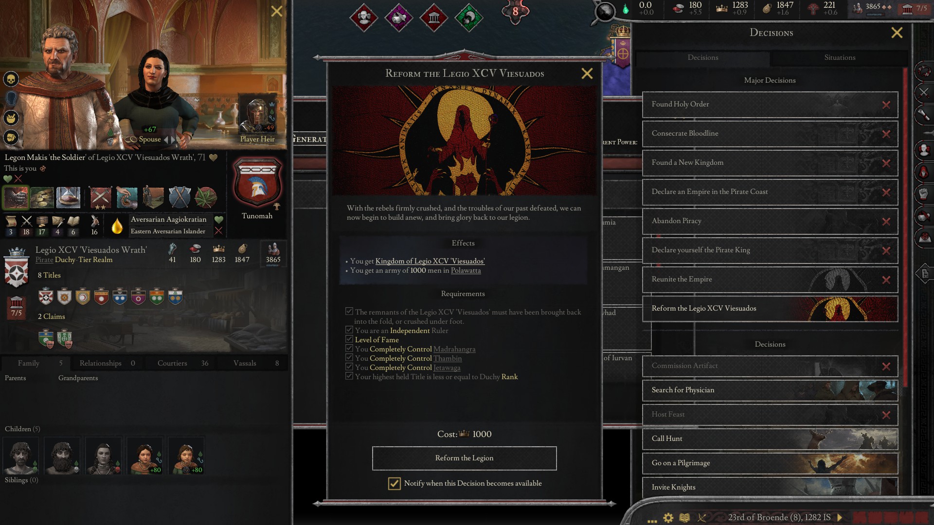 Reform the Legio XCV Viesuados decision does not confer Kingdom Title · Issue #344 ...