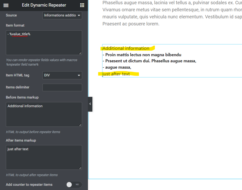 🐛` Jetengine ` Dynamic Repeater Some Problems With Item Html Tag And Styling Markup · Issue
