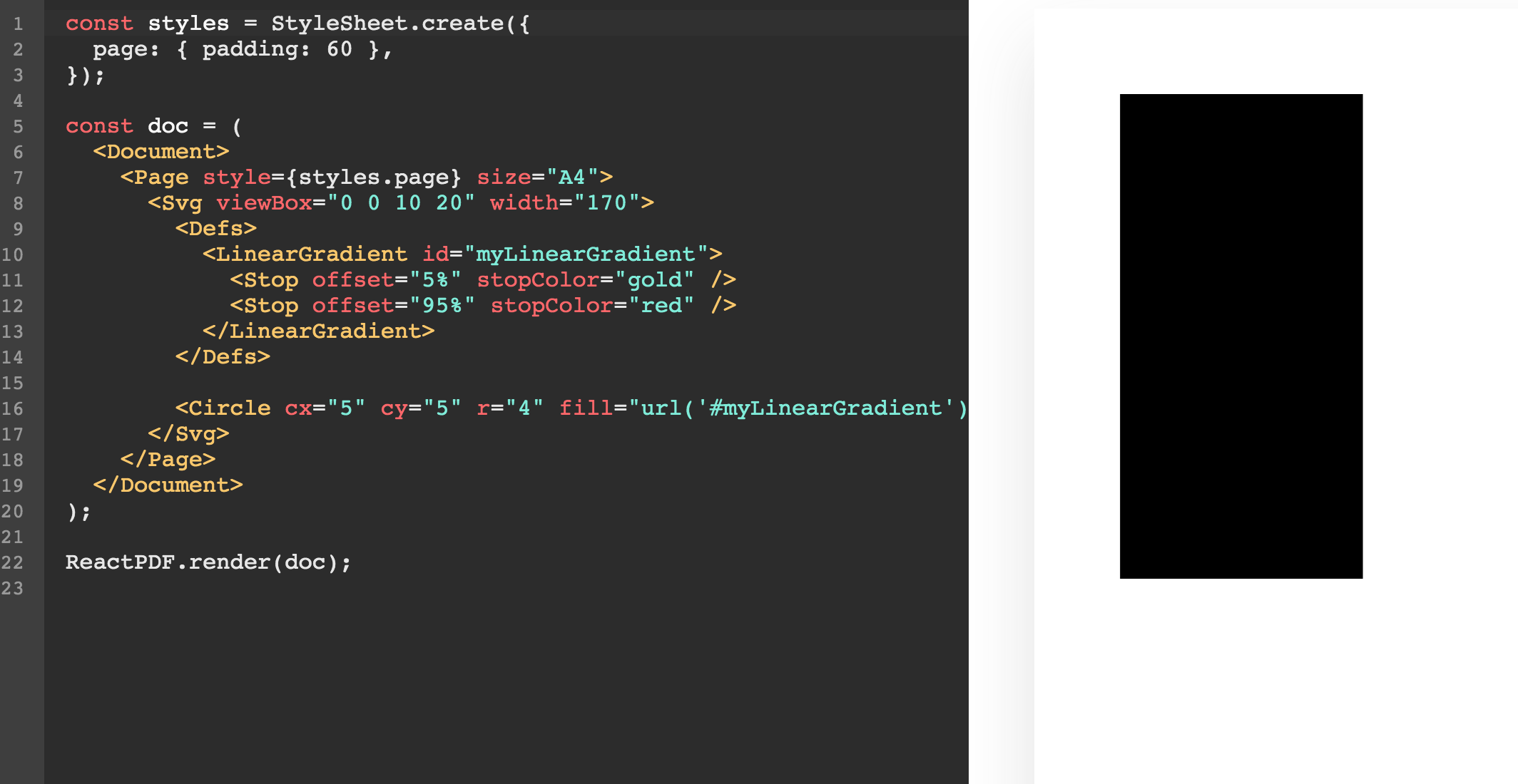 LinearGradient doesn't render properly · Issue #1237 · diegomura/react-pdf · GitHub