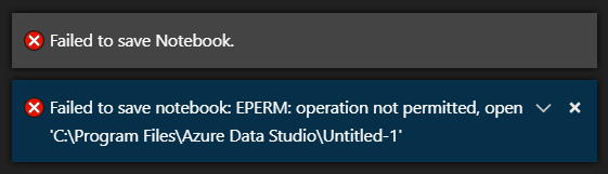 Unable to save new notebook · Issue #3735 · microsoft/azuredatastudio · GitHub