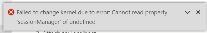 Notebook: Failed to change kernel due to error: Cannot read property 'sessionManager' of ...