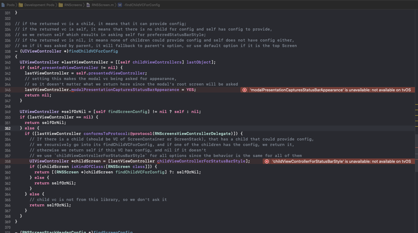 tvOS RNScreens build errors · Issue #686 · software-mansion/react-native-screens · GitHub
