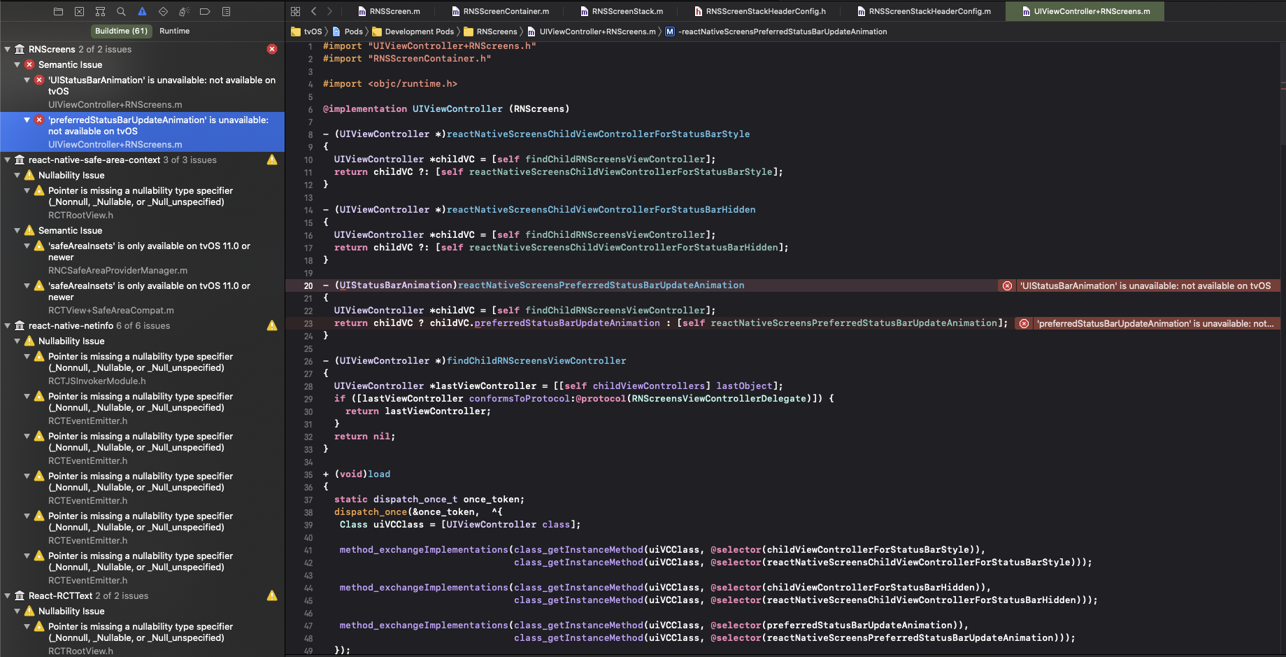 tvOS RNScreens build errors · Issue #686 · software-mansion/react-native-screens · GitHub