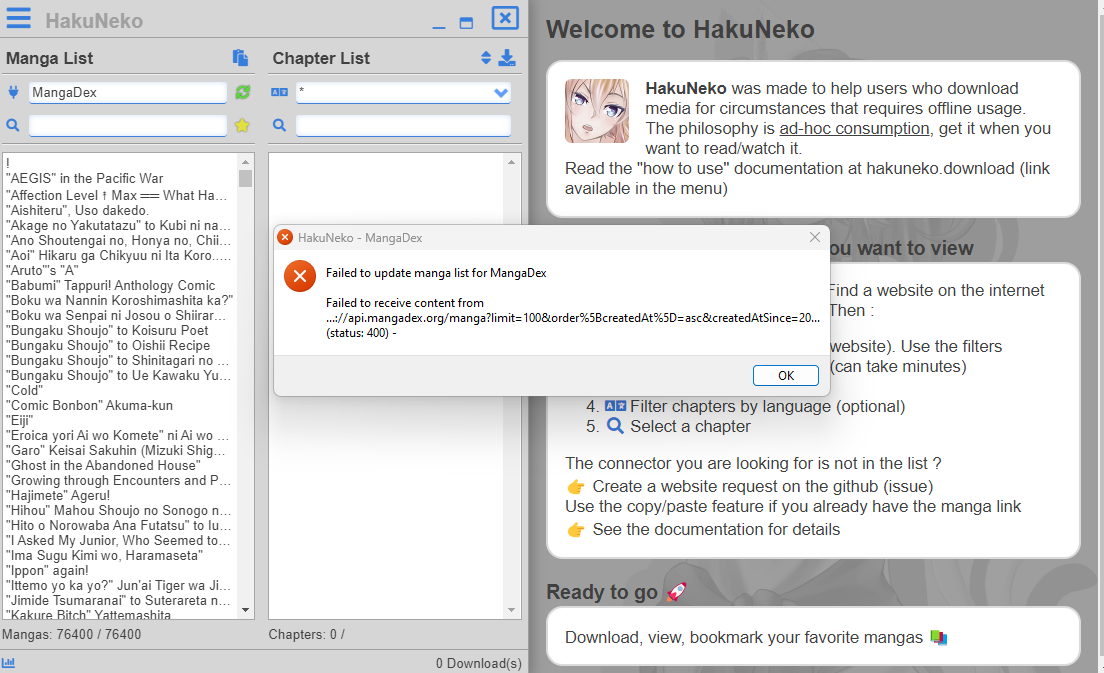 Mangadex Connector Not Working · Issue 5963 · Manga Downloadhakuneko · Github