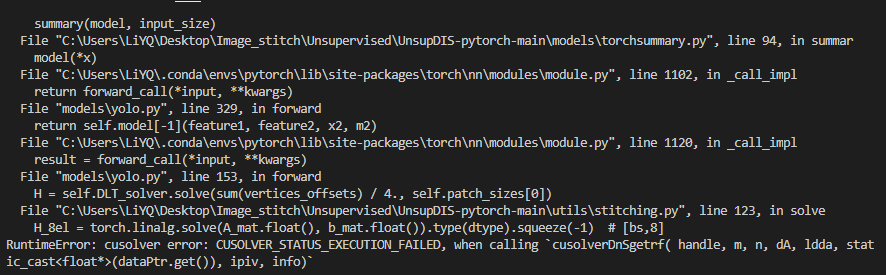 Runtimeerror Cusolver Error Cusolver Status Execution Failed When Calling `cusolverdnsgetrf