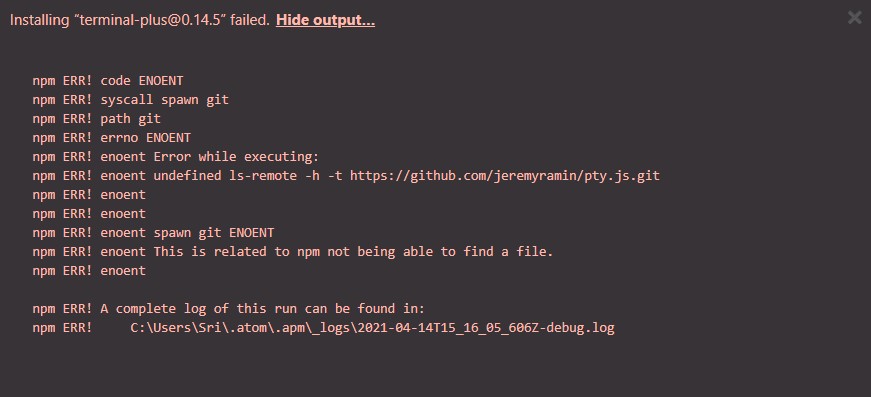 Unable to install the package in Atom (Atom version 1.56) · Issue #587 ...