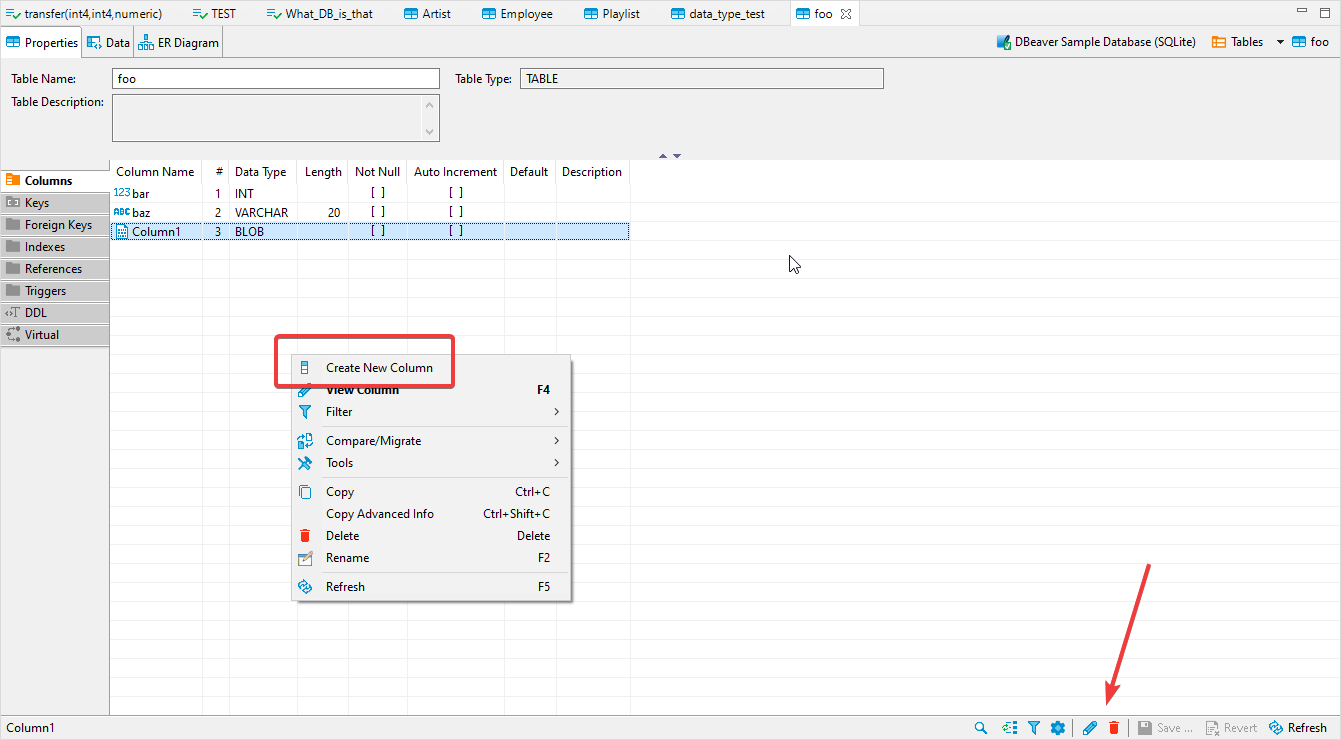 Create column button is absent in some cases for SQLite · Issue #13095 ...