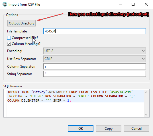 [Exasol] Import from CSV tool doesn't provide an option to choose a file · Issue #14091 ...