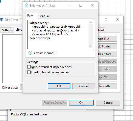 Make it possible to add one or multiple Maven artifacts in the Driver Manager using Maven and ...