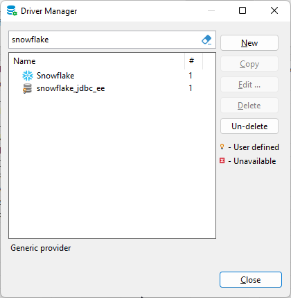 "Remove property" command in Snowflake Driver properties menu of ...