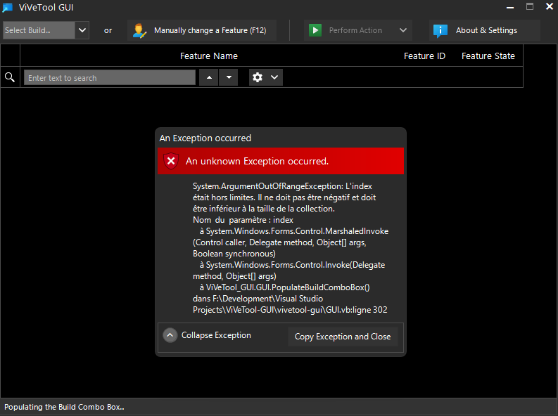 [Critical Bug] Build Combo Box Population Failure · Issue #64 · PeterStrick/ViVeTool-GUI · GitHub