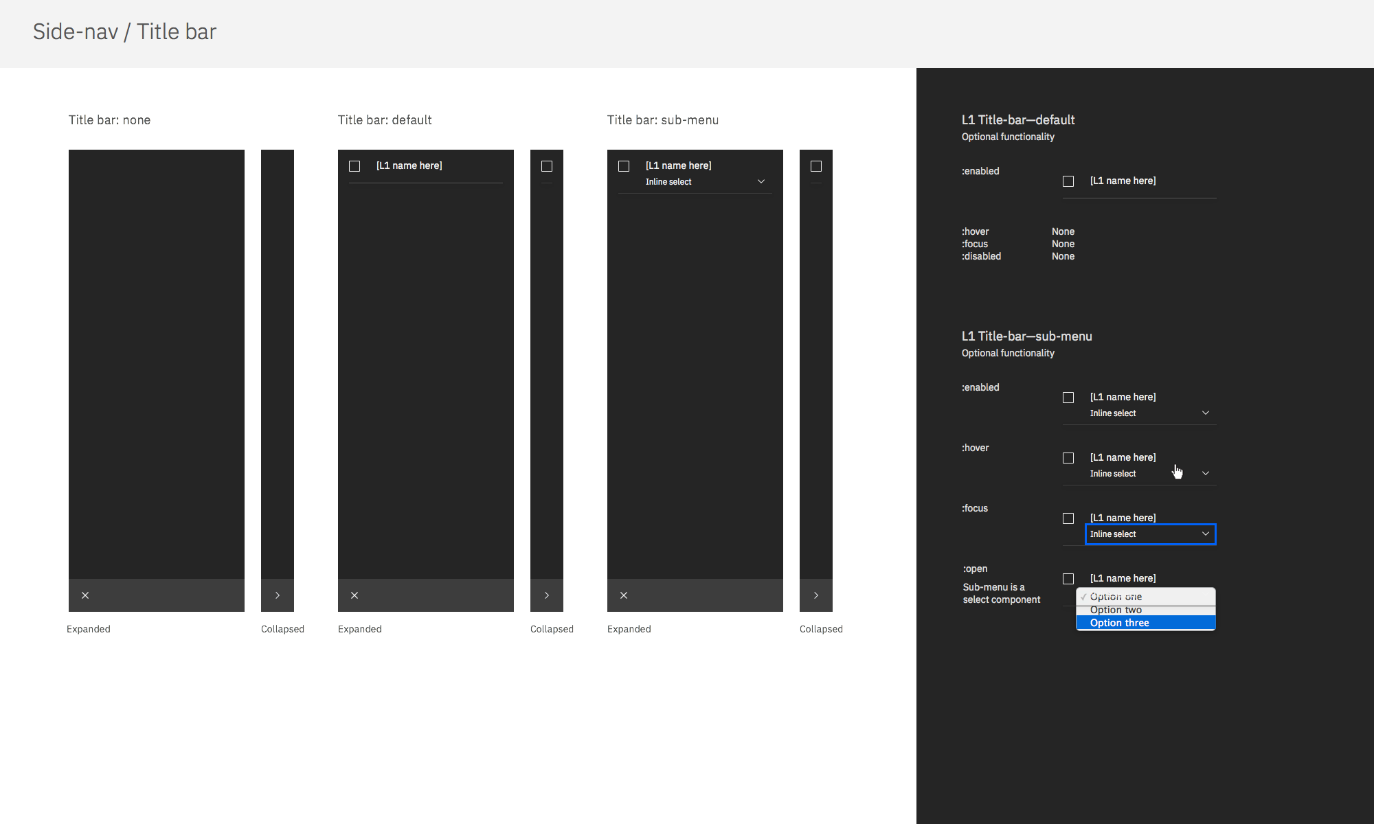 Add support for title bar and sub-menu to Side-nav · Issue #1100 ...