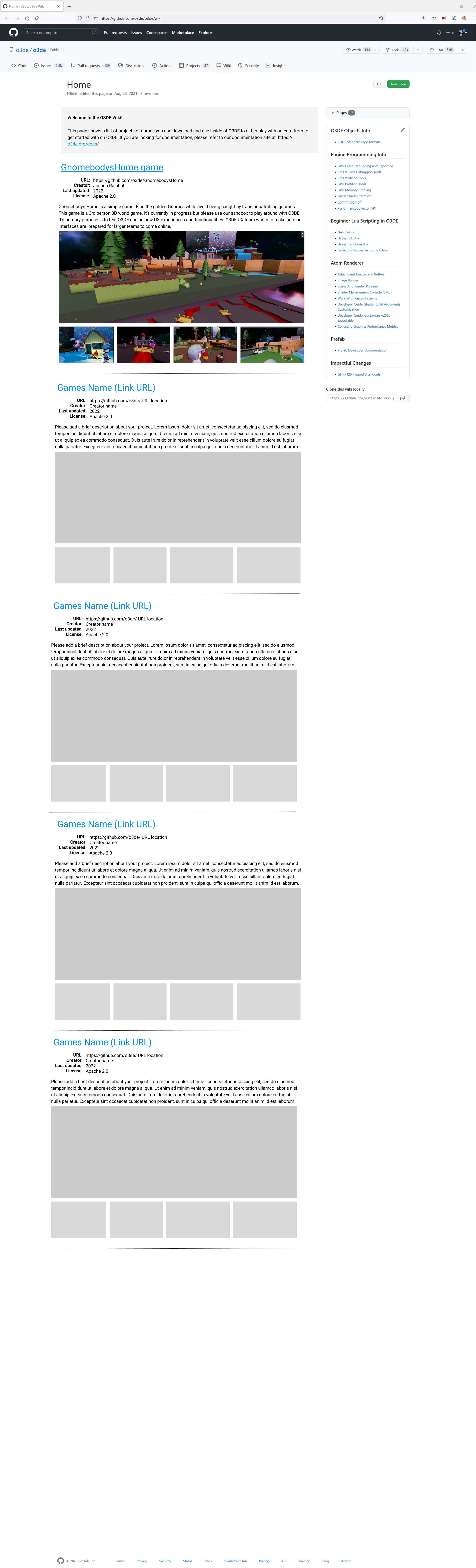 Feature Request - GitHub Page for GameJam projects (easy of use) · Issue #14506 · o3de/o3de · GitHub