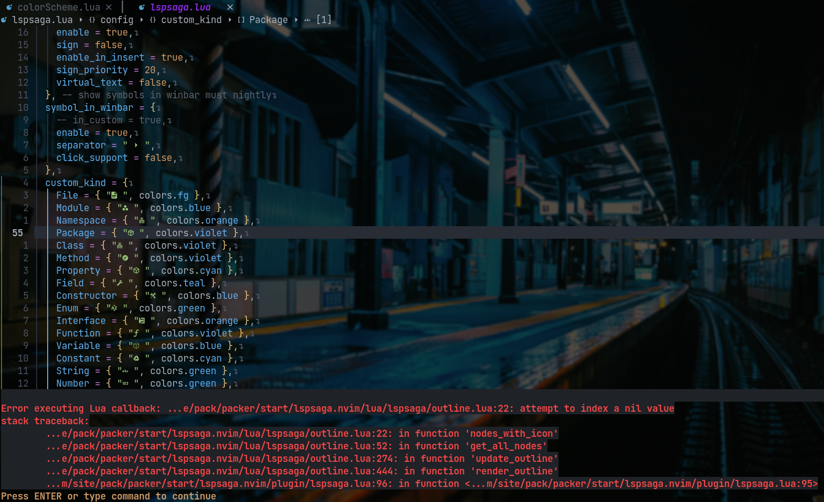 Winbar not working with Outline · Issue #500 · nvimdev/lspsaga.nvim · GitHub