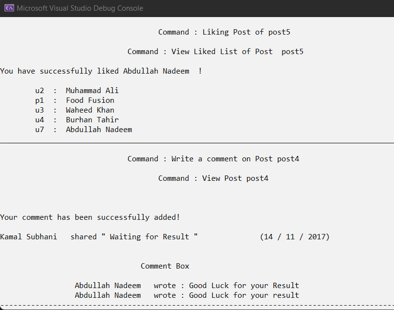 Github Dark Coder12 Console Based Facebook A Simplified Version Of Facebook S Functionalities