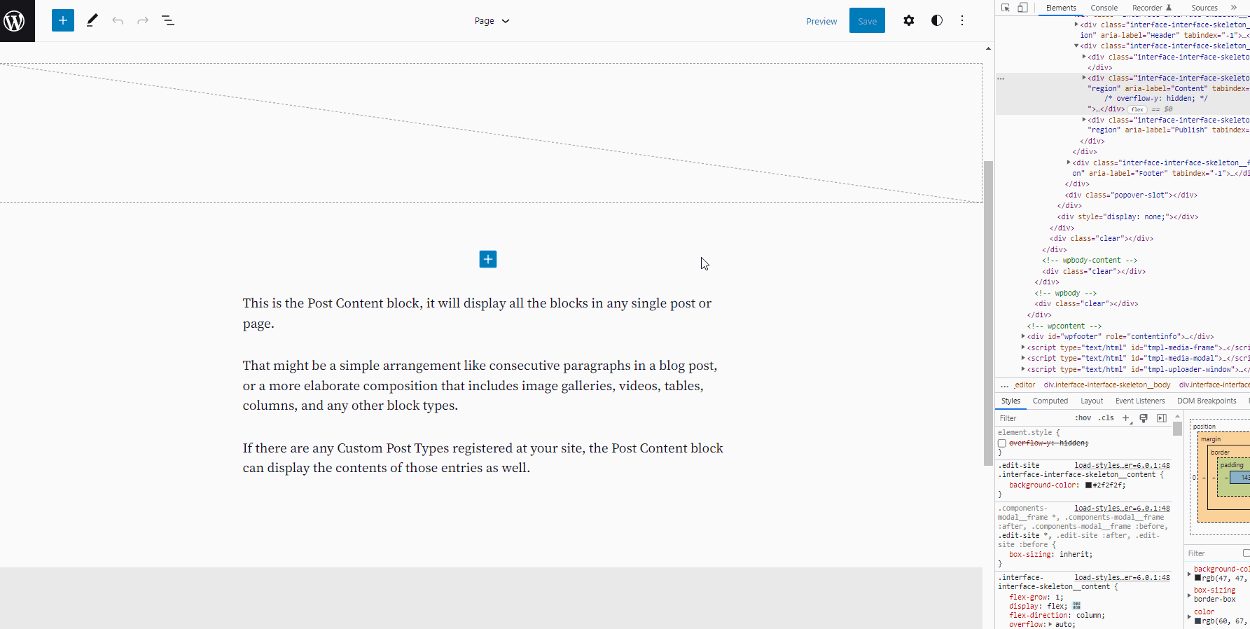 Selecting template-part and scrolling out of view reveals extra scrollbar. · Issue #42920 ...