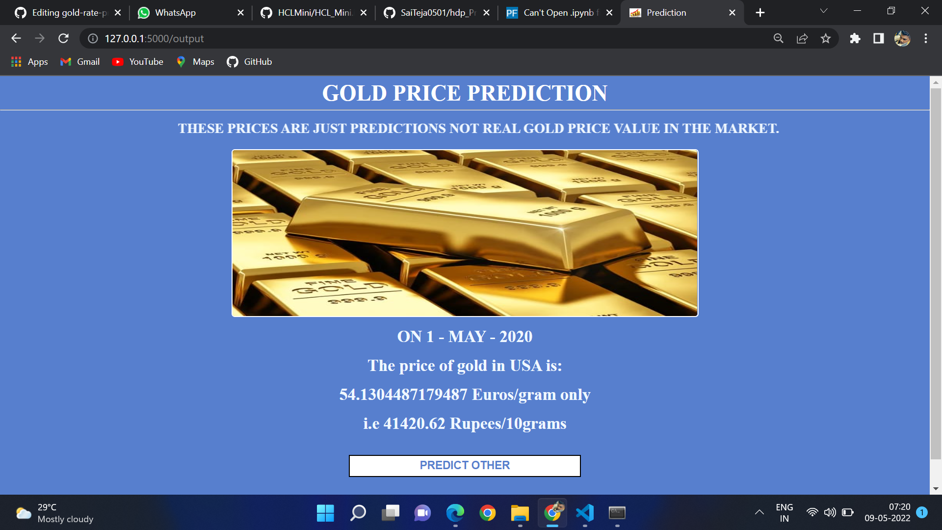 GitHub - Varikollu-Tejassu/gold-rate-prediction: machine learning ...