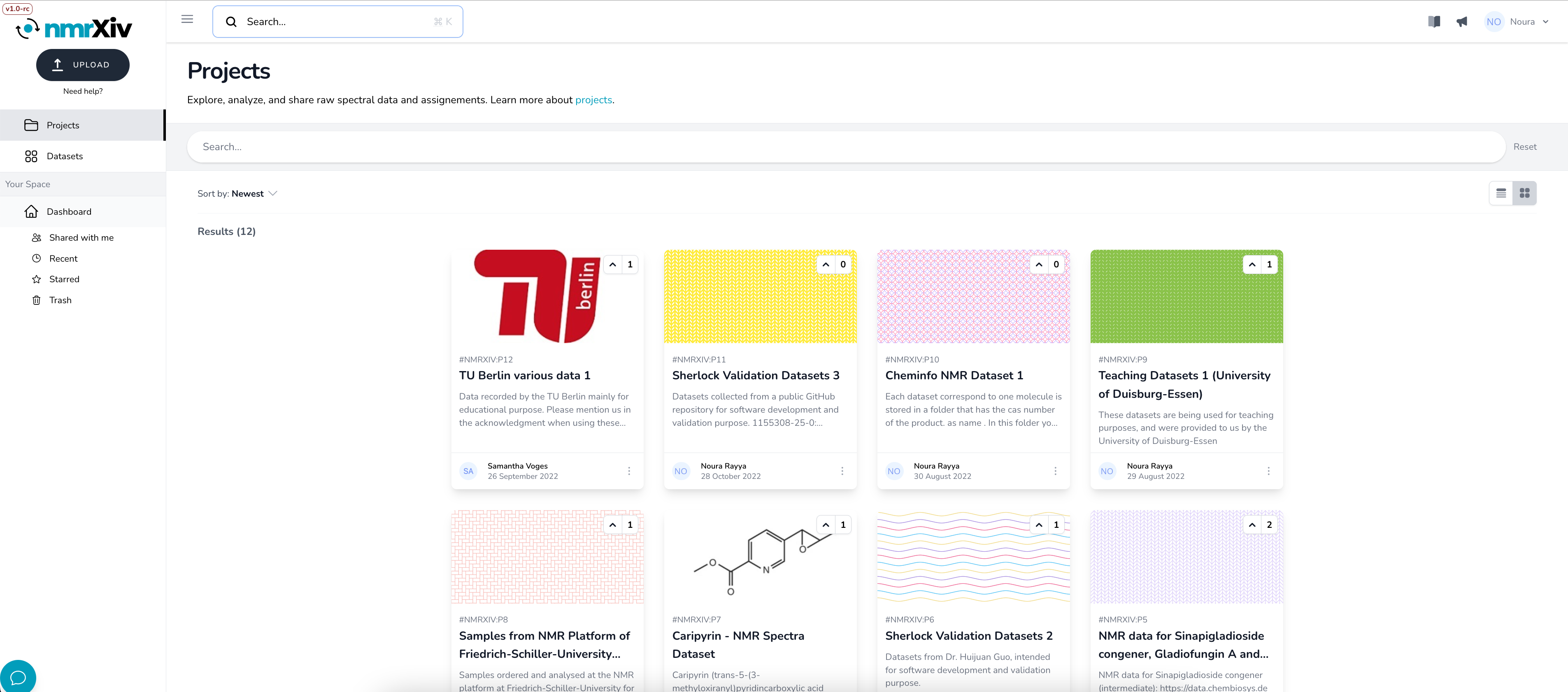 Public projects - sort by number of "ups" · Issue #591 · NFDI4Chem/nmrxiv · GitHub